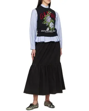 GANNI Wool Vest With Floral Motif