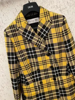 Dior Double-breasted Checked Wool Jacket