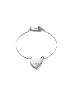 Gucci Sterling Logo Heart Bracelet - Silver