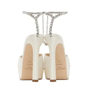 JIMMY CHOO Platform High Heel Sandals With Crystal Ankle Strap