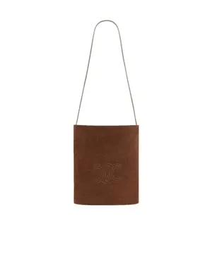 Celine Suede Calfskin Bucket Bag With Embossed Triomphe