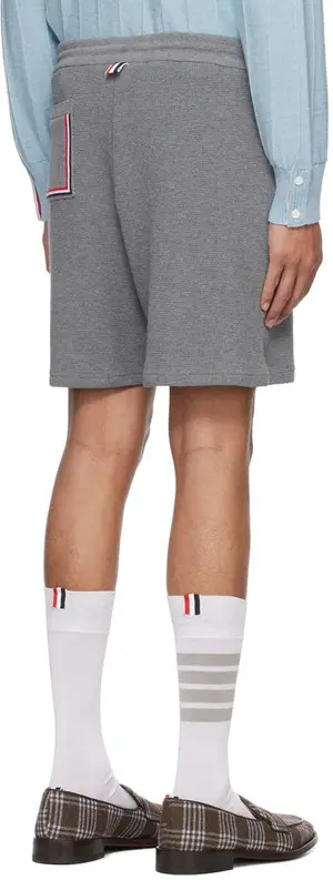 Thom Browne Grey Logo Patch Drawstring Shorts - Medium Gray
