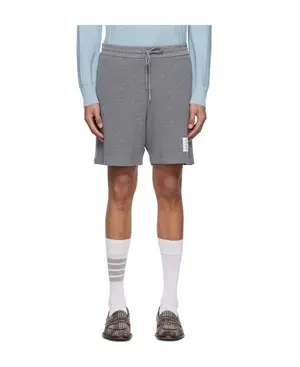 Thom Browne Grey Logo Patch Drawstring Shorts - Medium Gray