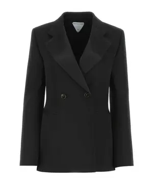 Bottega Veneta Curved Sleeve Compact Satin Jacket - Black