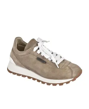 Brunello Cucinelli Round Toe Lace Up Trainers - Gray