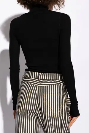Bottega Veneta Ribbed High Neck Sweater - Black