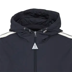 Moncler Zip-up Hooded Jacket With Striped Sleeves
