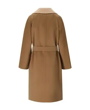 Max Mara Belted Long-sleeved Double-sided Coat - Brown
