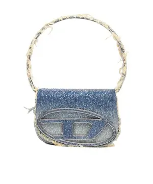 DIESEL® 1dr Logo Plaque Denim Shoulder Bag - Gray