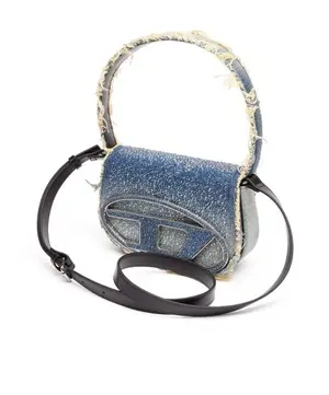 DIESEL® 1dr Logo Plaque Denim Shoulder Bag - Gray