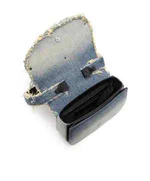 DIESEL® 1dr Logo Plaque Denim Shoulder Bag - Gray
