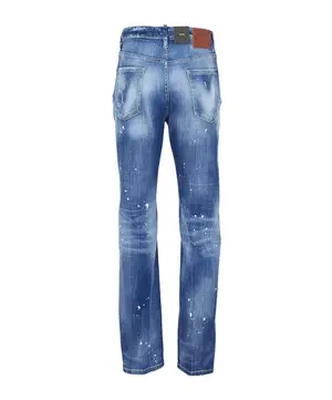 Dsquared2 Distressed Button-fly Jeans With Logo Detail - Blue