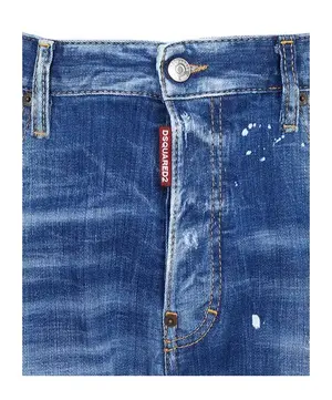 Dsquared2 Distressed Button-fly Jeans With Logo Detail - Blue