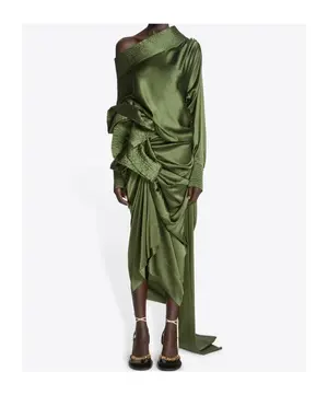 Dries Van Noten Draped Midi Skirt - Khaki