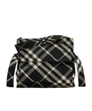 Burberry Medium Checked Trench Tote Bag - Black/plain White