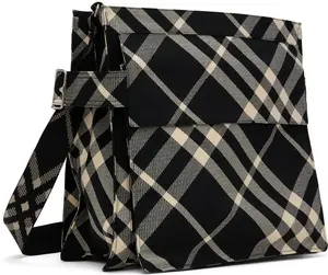 Burberry Medium Checked Trench Tote Bag - Black/plain White