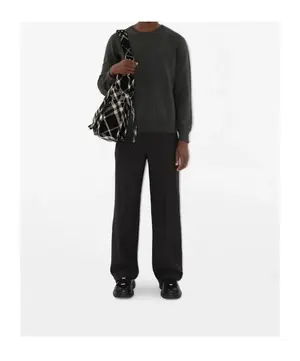 Burberry Medium Checked Trench Tote Bag - Black/plain White