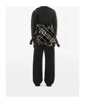 Burberry Medium Checked Trench Tote Bag - Black/plain White