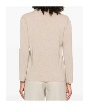 Max Mara Arten Ribbed V-neck Long Sleeve Jumper - Nude