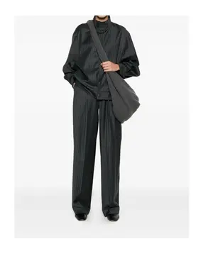 AYA MUSE Pinstriped Bomber Jacket