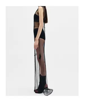 ANN DEMEULEMEESTER Mesh Maxi Dress With Pearl Embroidery