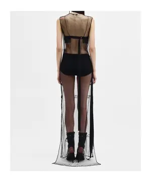 ANN DEMEULEMEESTER Mesh Maxi Dress With Pearl Embroidery