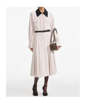 SELF-PORTRAIT Contrast Collar Midi Dress