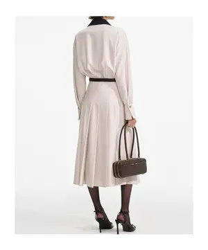 SELF-PORTRAIT Contrast Collar Midi Dress