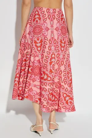 Etro Printed Midi Skirt With Asymmetrical Hem