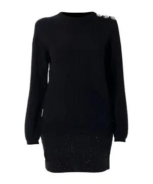 Balmain Logo Monogram Jumper With Button Detail - Black