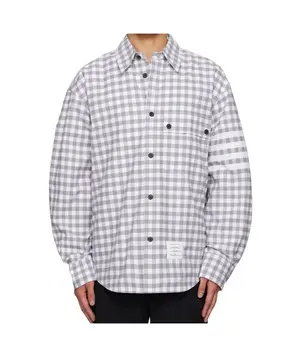 Thom Browne Gingham-pattern Buttoned Shirt - Medium Gray
