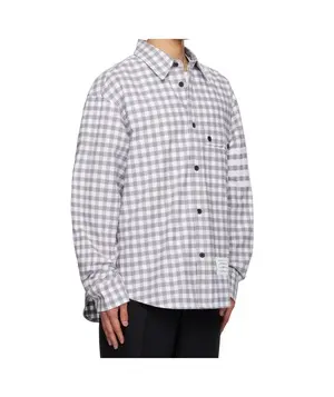 Thom Browne Gingham-pattern Buttoned Shirt - Medium Gray