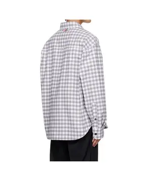 Thom Browne Gingham-pattern Buttoned Shirt - Medium Gray