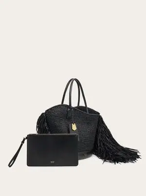 FERRAGAMO Woven Tote Bag With Fringe Detail