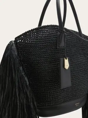 FERRAGAMO Woven Tote Bag With Fringe Detail