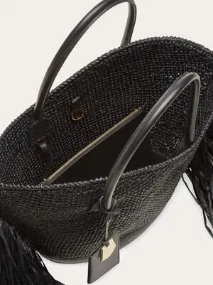 FERRAGAMO Woven Tote Bag With Fringe Detail