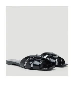 Saint Laurent Tribute Flat Sandals - Black