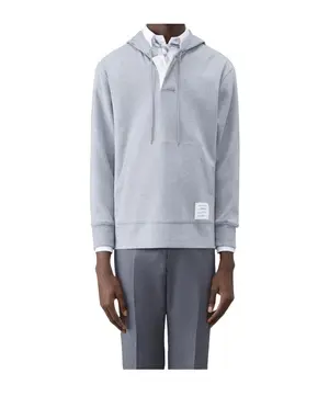 Thom Browne Thom Browne Cotton Long-Sleeve Rugby Hoodie Light Gray