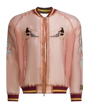 Kapital Sheer Pearl Mosquito Guard Bomber Jacket - Pink