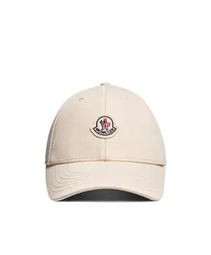 Moncler Moncler Gabardine Baseball Cap With Logo Patch Ivory