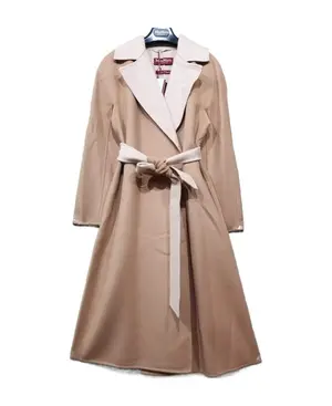 Max Mara Long-sleeved Coat With Wide Lapels And Belted Waist