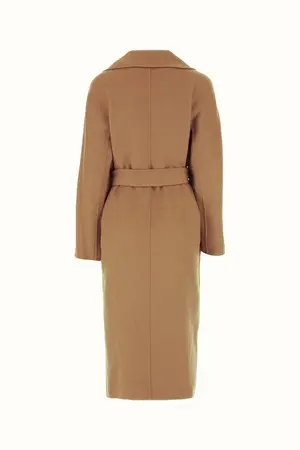 Max Mara Long-sleeved Coat With Wide Lapels And Belted Waist