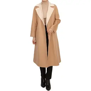 Max Mara Long-sleeved Coat With Wide Lapels And Belted Waist