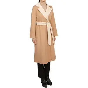 Max Mara Long-sleeved Coat With Wide Lapels And Belted Waist