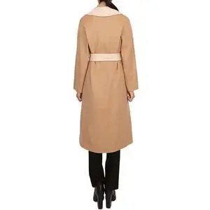 Max Mara Long-sleeved Coat With Wide Lapels And Belted Waist