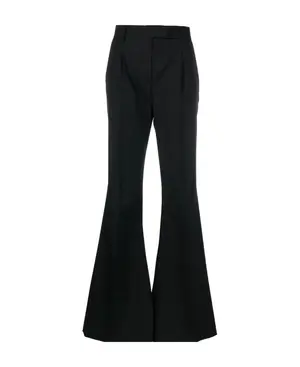 Prada Logo-plaque Cropped Tailored Trousers - Black