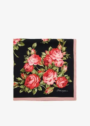 Dolce & Gabbana Dolce Gabbana Floral Printed Scarf - Black