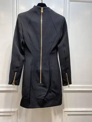 Balmain Square-neck Wool Mini Dress With Decorative Buttons