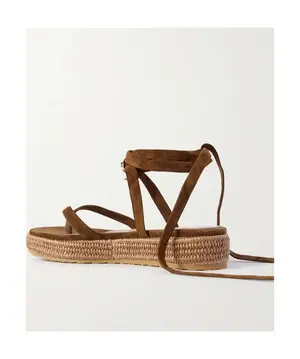 GIANVITO ROSSI Suede Lace-up Sandals - Brown