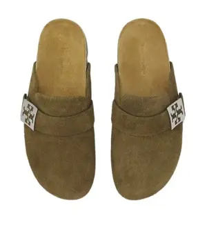 Tory Burch Mellow Mules With Metal Logo Hardware - Brown